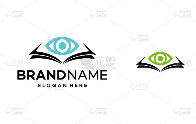 Eye Book图标元素。教育眼睛标志设计模板插图向量