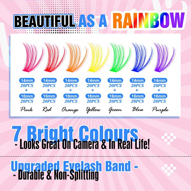 Amazon.com: Colored Lash Clusters 7 Colors 280Pcs Individual Lashes D ...