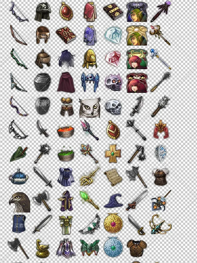 欧美魔幻写实风格 图标 ICOS 武器装备套装图标 透明PNG 325-淘宝网-花瓣网