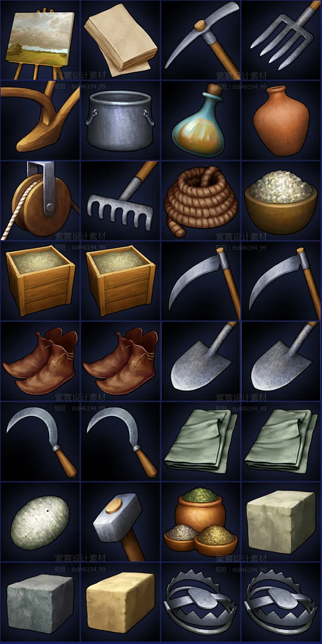 游戏UI写实风格icon物品道具首饰装备手游图标PSD设计游戏素材-淘宝网-花瓣网