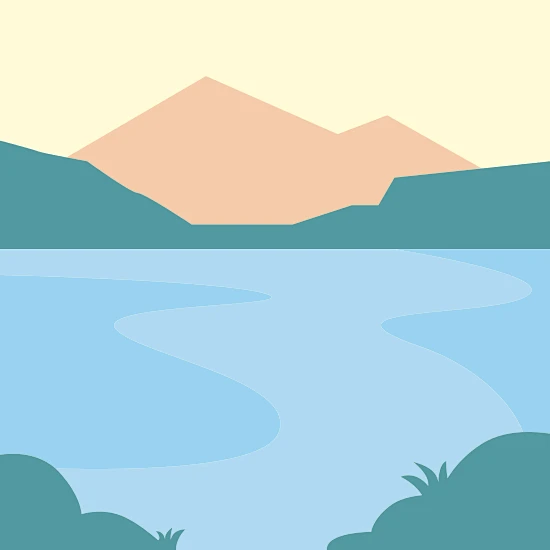 Flat Simple Lake at the Foot of a Mountain-花瓣网