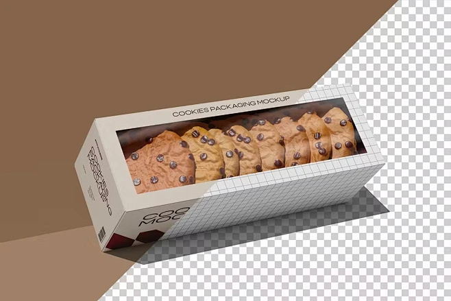 Cookies Box Packaging Mockup 曲奇饼干包装盒透明盒顶模型品牌包装设计贴图ps样机素材_UIGUI-花瓣网