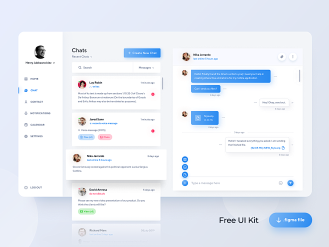 桌面端聊天界面ui .fig素材下载 - 豆皮儿
