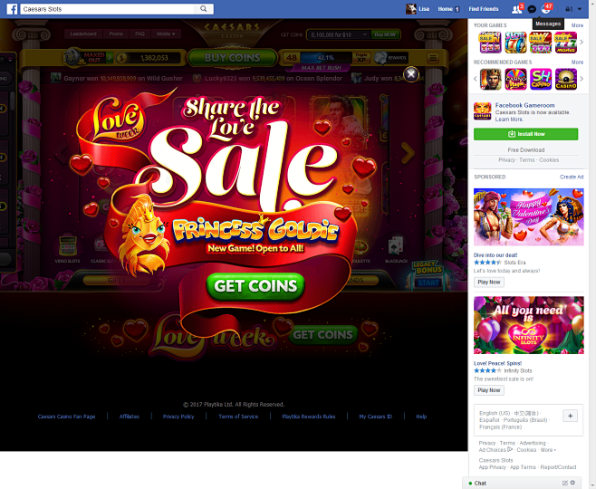 (47) Caesars Slots on Facebook_看图王