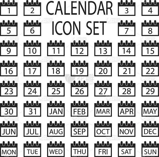 Calendar Icon Set Vector Illustration