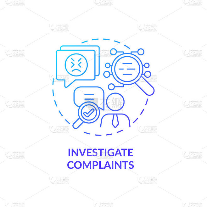 调查投诉蓝色梯度概念图标