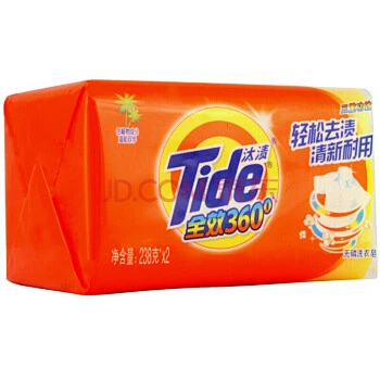 汰渍（TIDE） 全效360度 肥皂 洗衣皂 三重功效 238g*2块-花瓣网