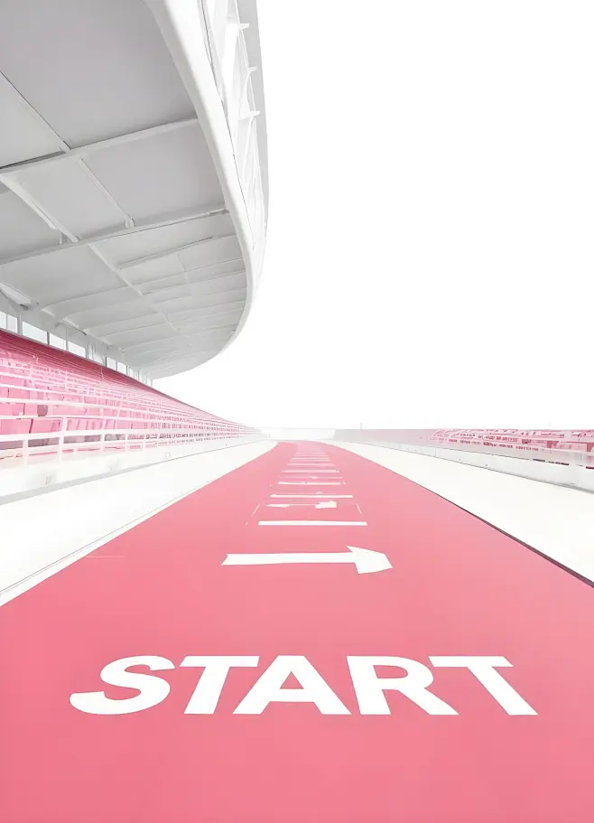 pikaso_texttoimage_A-long-pink-running-track-with-a-white-START-text--花瓣网