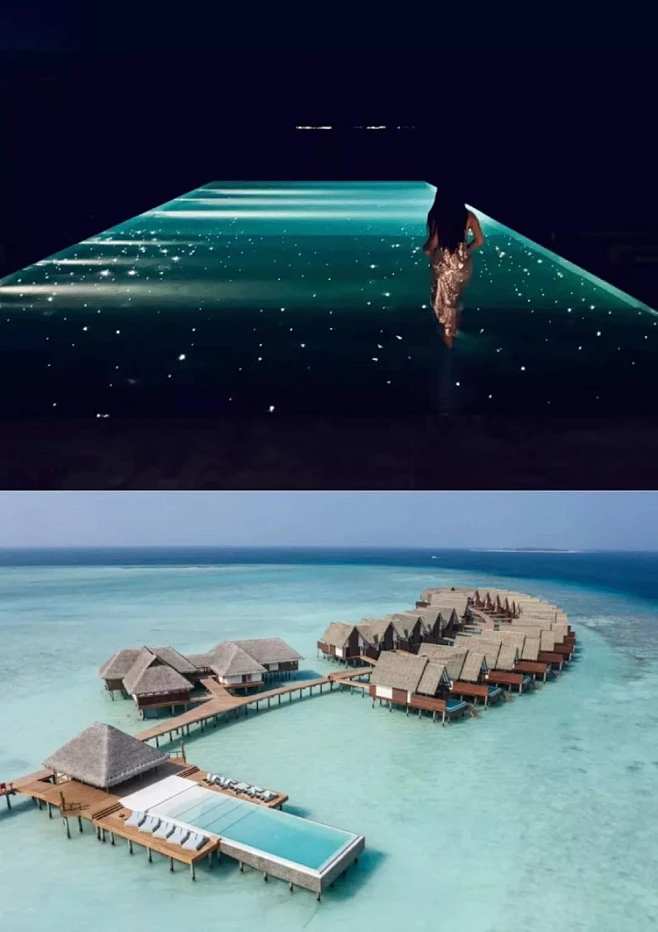 Heritance Aarah Maldives 360度全海景的无边泳池，马尔代夫的新一代网红酒店。夜幕降临，繁星倒映，仿佛游走在星空间，这 ...