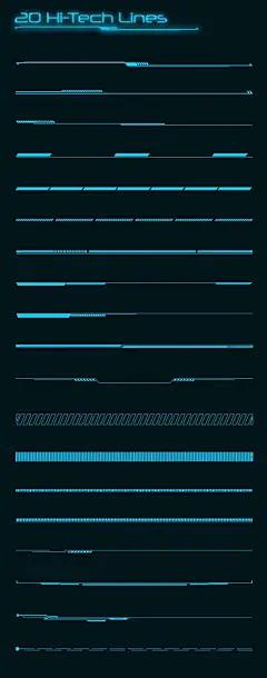 20 Hi-tech Lines Custom Shapes - Shapes Photoshop-花瓣网