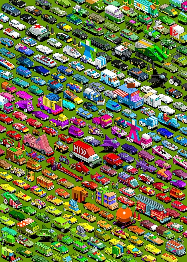 Isometric pixel art #cars-花瓣网