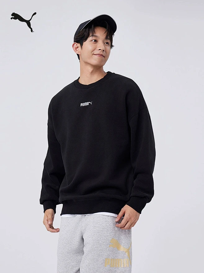 PUMA彪马秋冬男子宽松运动休闲加绒圆领长袖卫衣套头衫上衣534365-tmall-花瓣网