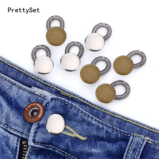 【PrettySet】1/5Pcs Flexible Pants Waist Extender Button No Sew Metal ...