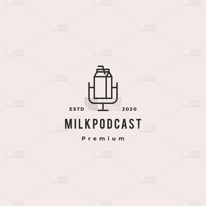 milk podcast logo hipster retro vintage icon for