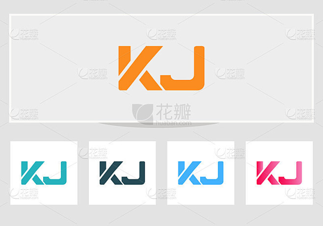 首字母KJ标志设计模板。KJ标志设计