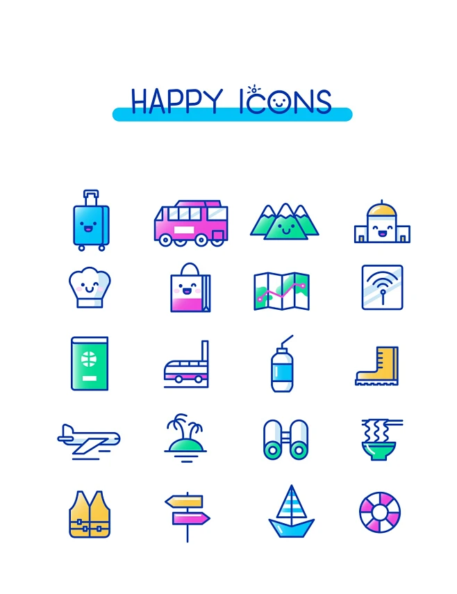 出行旅游 交通工具 度假主题 ui图标设计AI tid024t005503-花瓣网