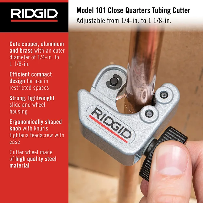 Ridgid - CC247 RIDGID 40617 Model 101 Close Quarters Tubing Cutter, 1/4 ...