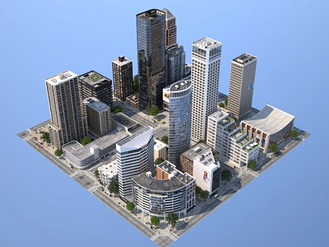 3d model modular city-花瓣网