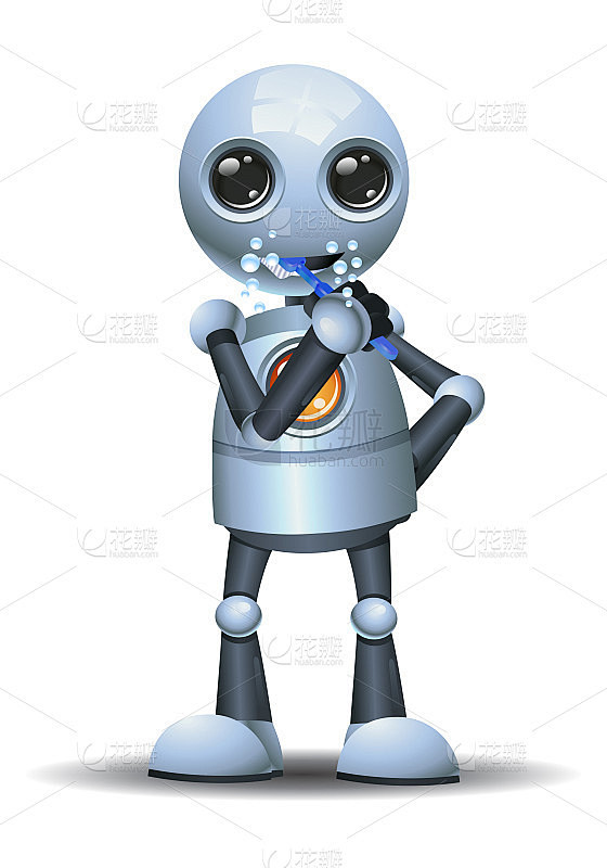 little robot brushing teeth