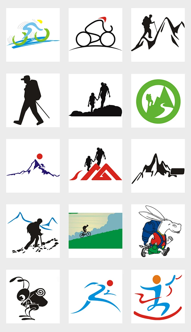 骑行登山徒步运动标识标志LOGO素材-花瓣网