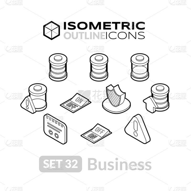 Isometric outline icons set