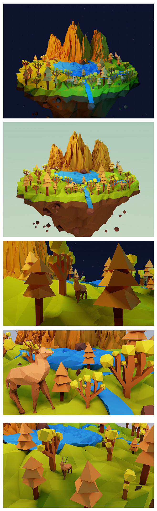 C4D海报，LOW POLY建模