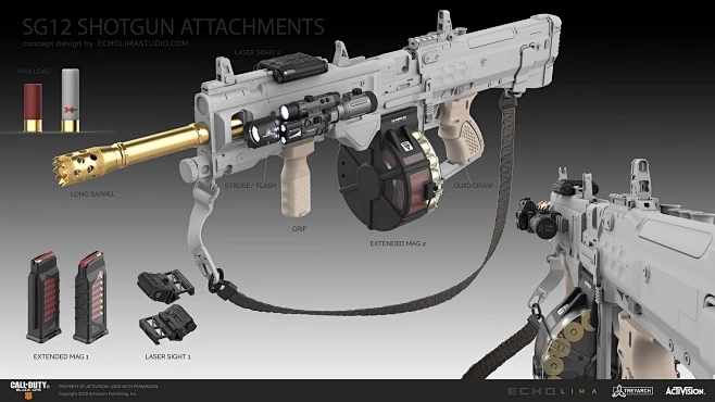 Call of Duty: Black Ops 4: SG12 Shotgun. These are just a few of the attachments we made for the ...