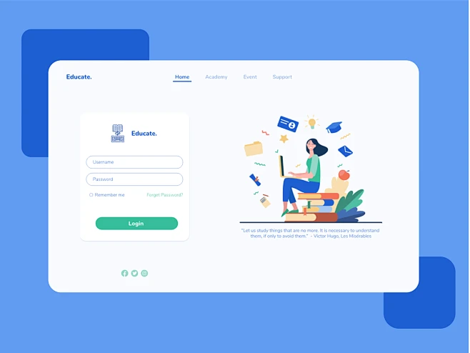 Educate. Login Page design icon illustration ui web-花瓣网