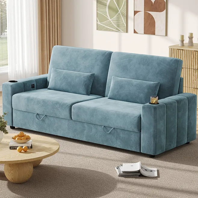 COPIAE 88 Inch Velvet Sofa, Versatile Modern Couches with Storage, Dual ...