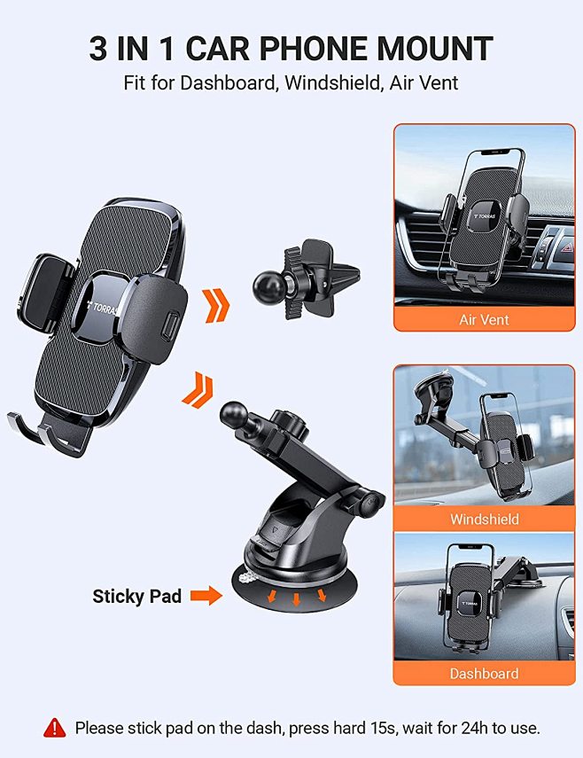 Amazon.com: TORRAS [Ultra-Durable] Cell Phone Holder for Car, Universal ...