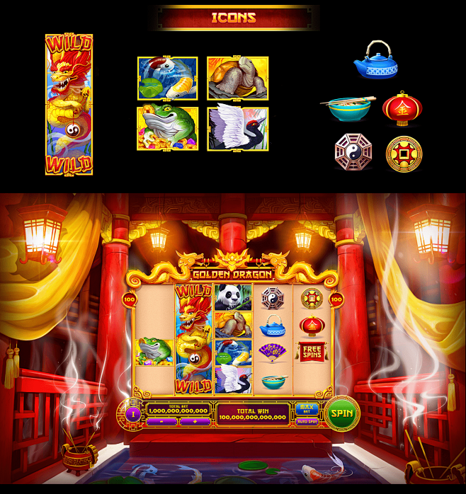 Slot Golden Dragon Art Direction For Gambino Slots : This project was ...