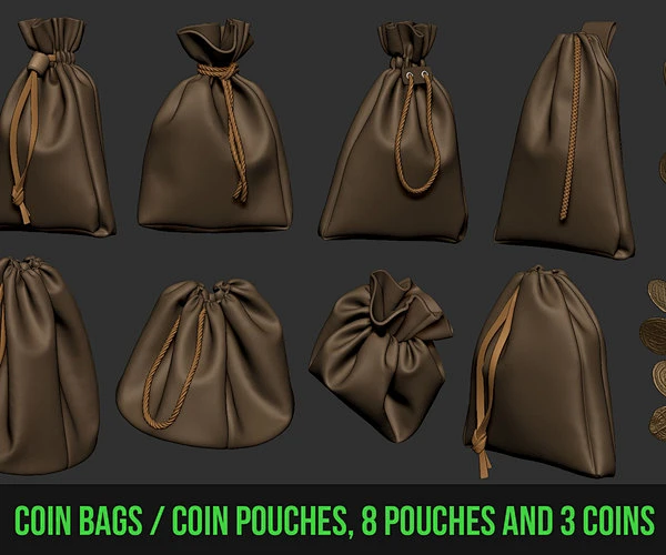 ArtStation - Coin bags / Coin Pouches + Coins | Game Assets : Game ...