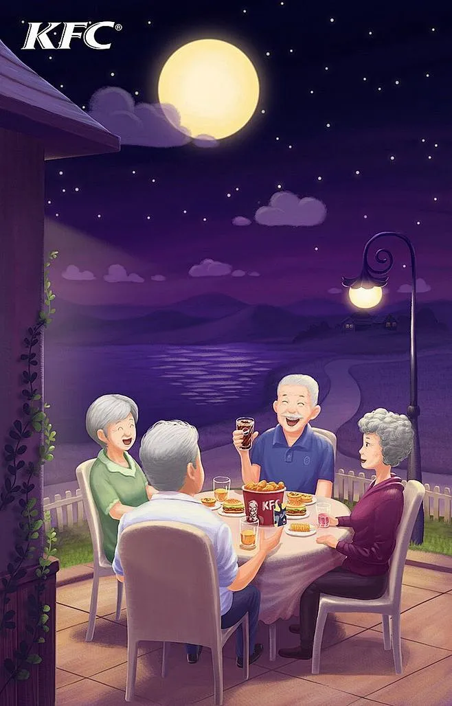 KFC团圆插画-花瓣网