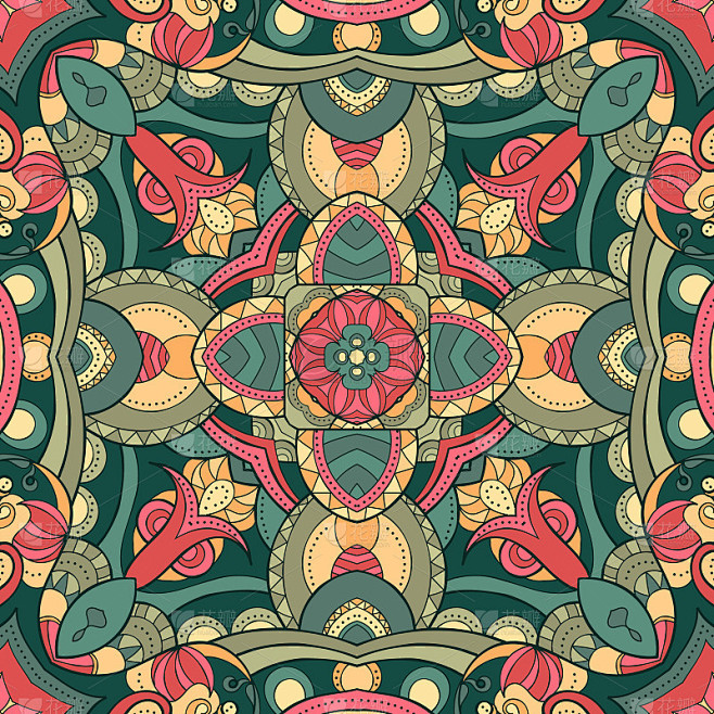 Bright abstract ornamental seamless pattern, ethni