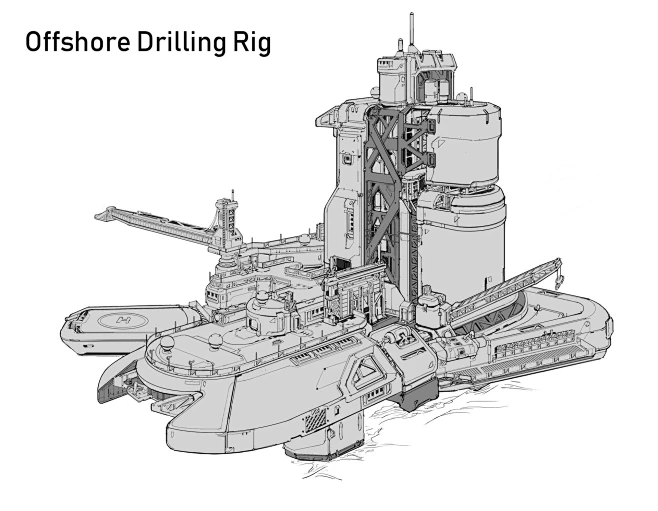 Offshore Drilling Rig, Joe Marquis : Sci-fi drilling rig-花瓣网