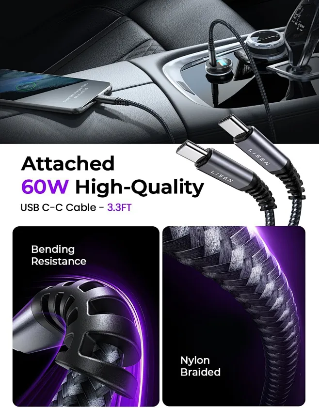 Amazon.com: LISEN 48W USB C Car Charger Adapter [2 Pack] [Mini & Metal ...