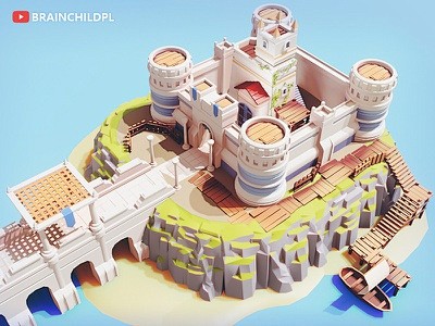 [Work in Progress] Low Poly CASTLE Blender 2.90 | 3d ART fort wall castle 3d modeling 3d model ...
