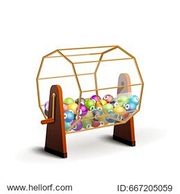 Lottery drum with bingo balls. Lottery machine spinner. Lotto wheel ...