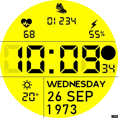 zeblaze thor 4 pro watch faces, Digital, clock skin, "yellow ...