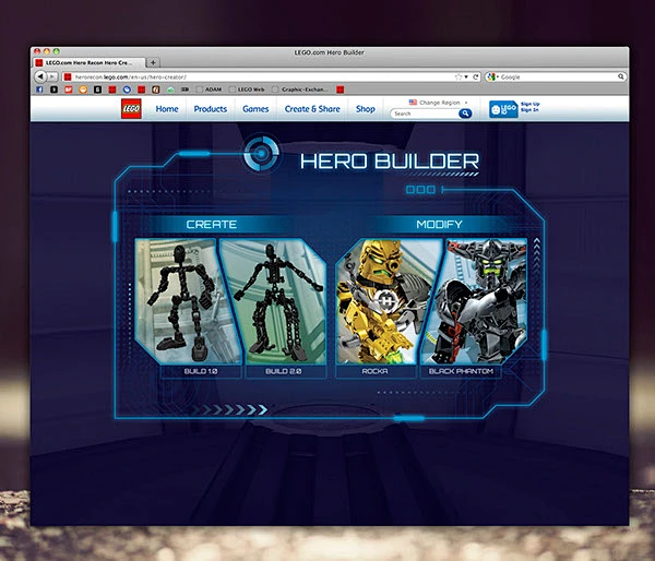 LEGO® Hero Factory - Hero Builder : UI and visual design for LEGO® Hero Builder Web Game.-花瓣网