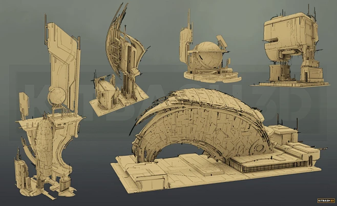 Ancient Temples, Sebastian Luca : Temple designs done for Kitbash3D ...