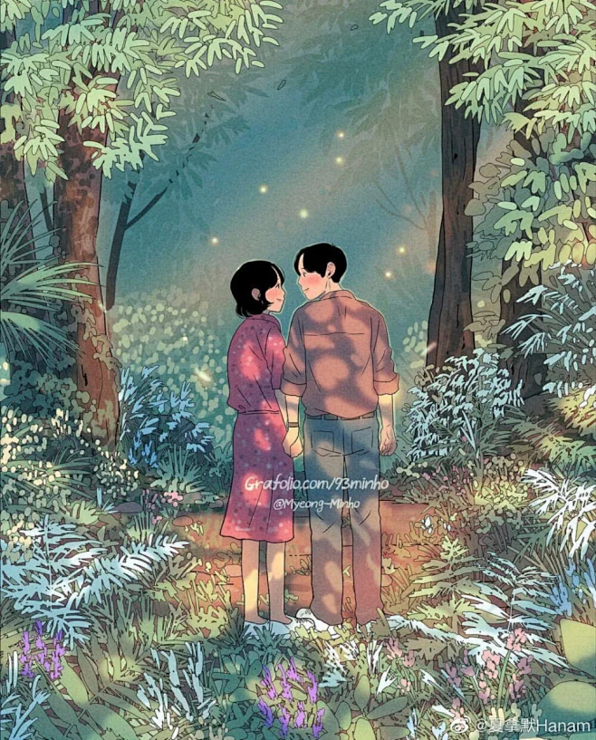 【韩国画师Myeong-Minho情侣插画作品】-花瓣网
