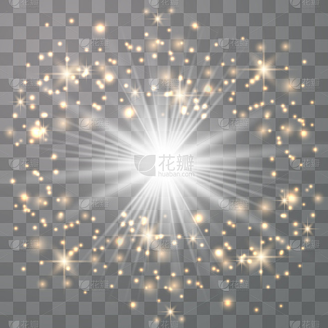 发光的恒星爆炸。闪闪发光。矢量图