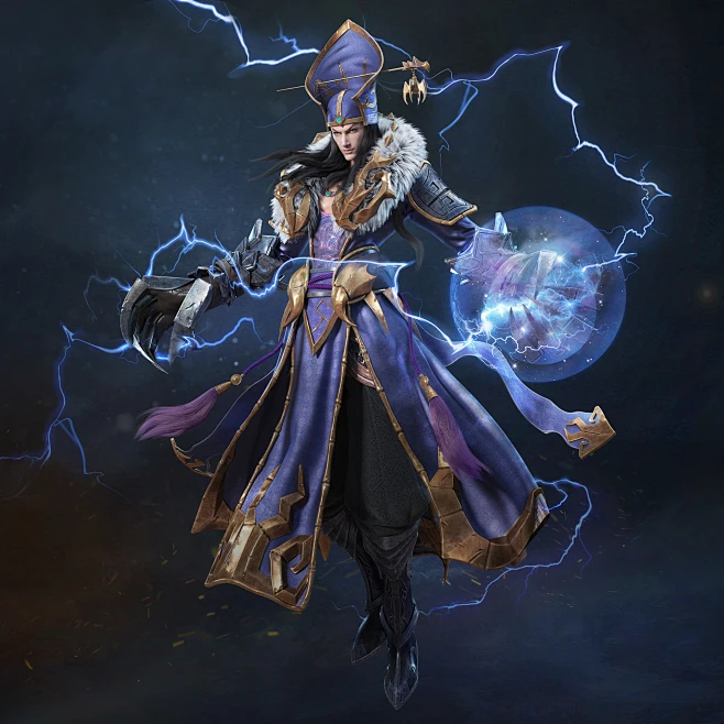 Old works_Sima Yi, Haiguang Tam : 在Mokylin给《全名无双》手游做的司马懿海报，琼琼帮我做了点衣服的材质 ...