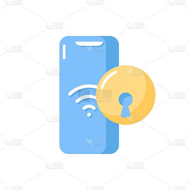 门锁矢量平面彩色图标