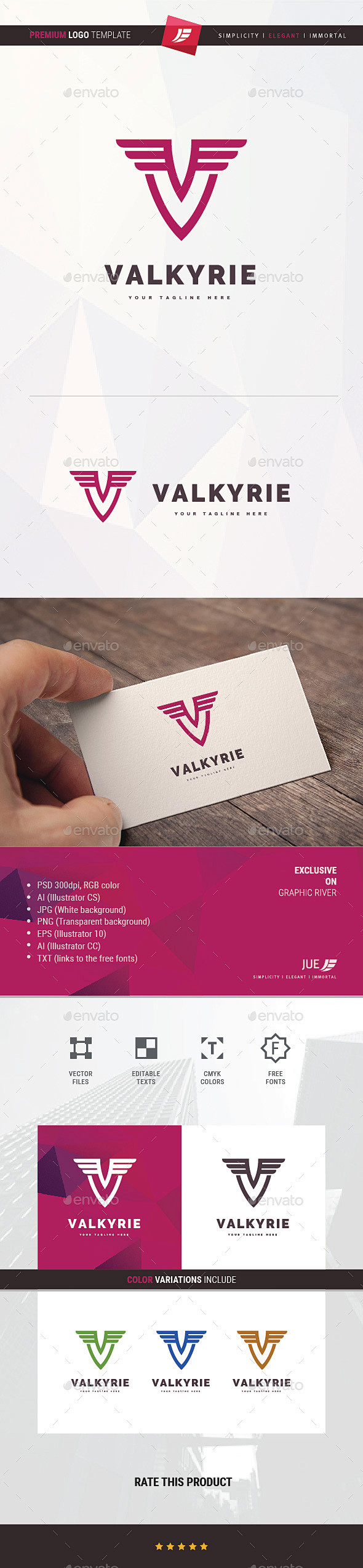 字母V瓦尔基里-字母标志模板Letter V Valkyrie - Letters Logo Templates文摘、字母、业务、公司、概念 ...