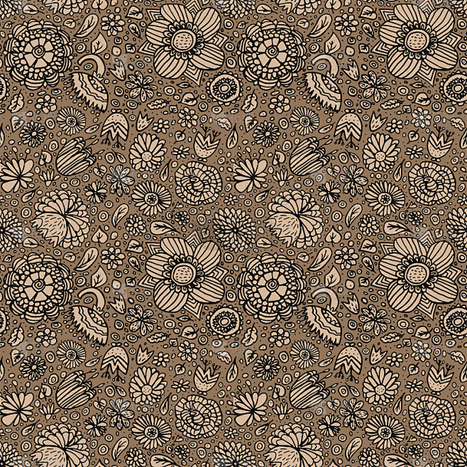 Floral Seamless Pattern with hand drawn doodle flo