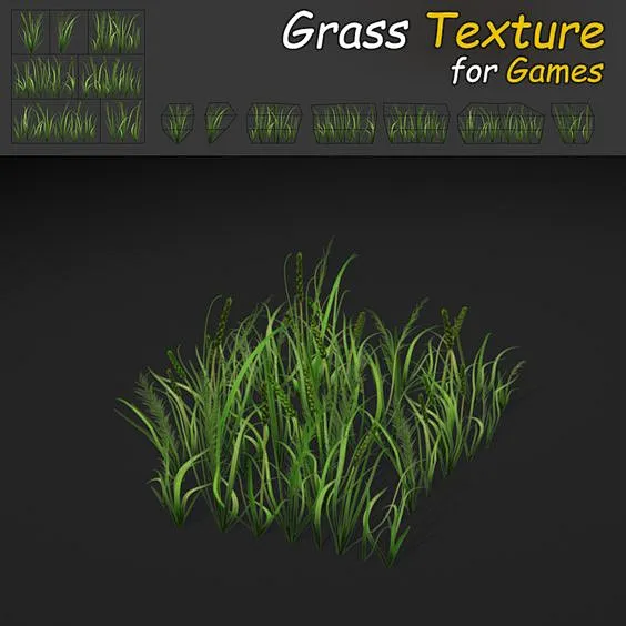 grass texture 3d model low-poly max obj fbx mtl tga 1-花瓣网