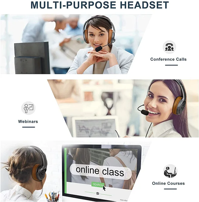 USB Headset for Microsoft Teams Meeting, PC Headset for Skype Video ...