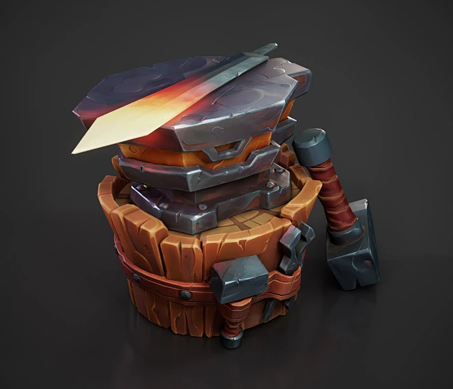 Anvil asset | Stylized wood & metal study-花瓣网